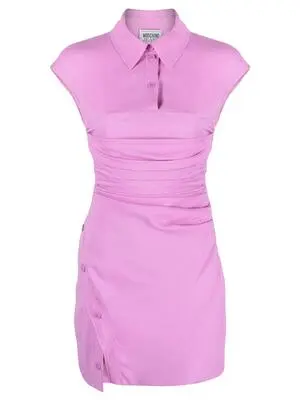 Moschino Ruched Bodice Polo Minidress - Purple