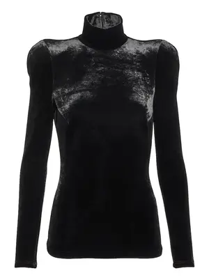 Balenciaga Velvet Turtleneck Top - Black