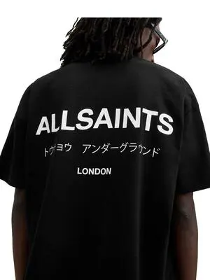 ALLSAINTS Underground Oversized Crew T-shirt - Black/leopard
