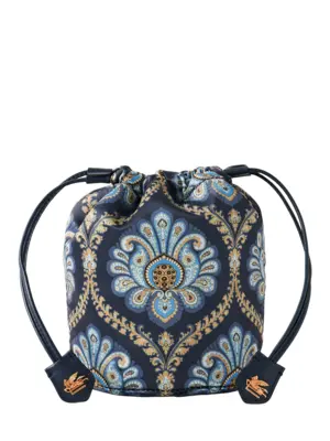 Etro Etro Leather-trimmed Printed Duchesse-satin Pouch Blue