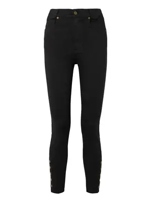 FRAME The Snapped Denim Leggings - Black