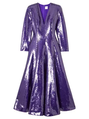 Huishan Zhang Andy Sequined Maxi Dress - Purple