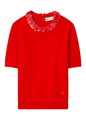 Tory Burch Tory Burch Wool And Cashmere Blend Sweater Classic Red