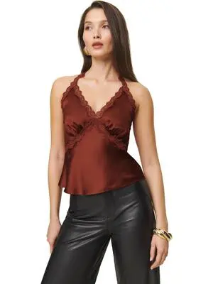 REFORMATION Monica Silk Top Fig Jam