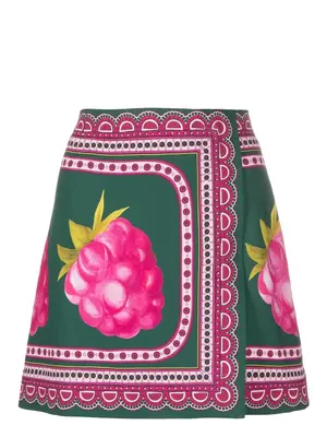 La DoubleJ Graphic-print Wrap Miniskirt - Green