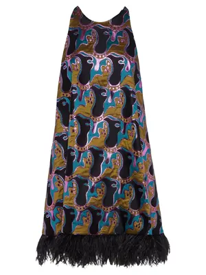 La DoubleJ La DoubleJ La Fenice Patterned-Jacquard Minidress Blue