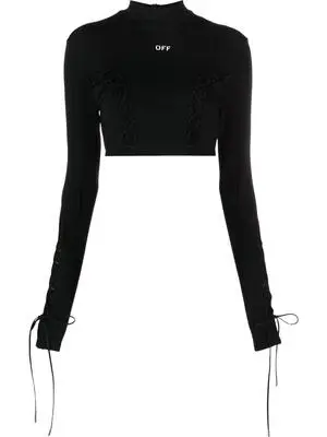 Off-White Lace-up Logo Crop Top Black