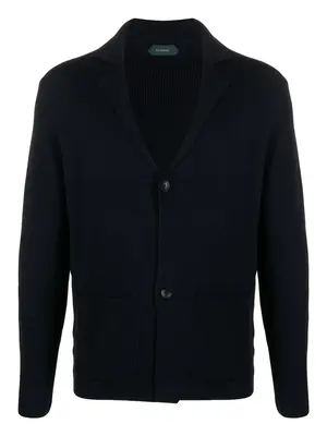 ZANONE Notched-lapels Virgin-wool Blazer - Blue