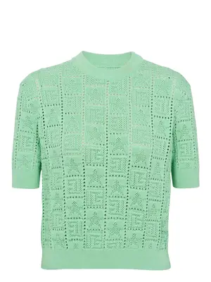 Balmain Monogram Jacquard Knit Top - Green