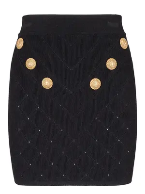 Balmain 6-button Fine-knit Mini Skirt - Black