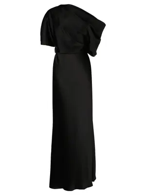 Amsale Off-shoulder Gown With Draped Detail - Black