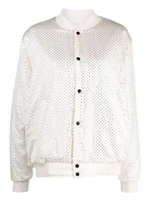 P.a.r.o.s.h Crystal-embellished Bomber Jacket - Neutrals