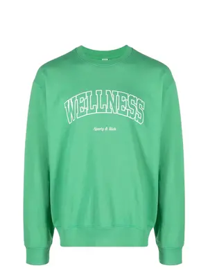 SPORTY & RICH Slogan-print Cotton Sweatshirt - Green