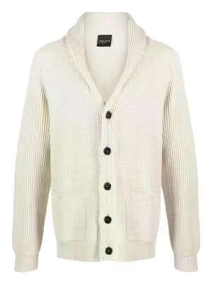 ROBERTO COLLINA Waffle-knit Merino Cardigan - Neutrals