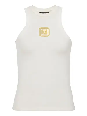 Balmain Logo-embroidered Tank Top - White