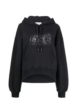 Off-White Spray-paint Logo Cotton Hoodie - Black