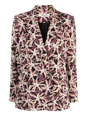Diane Von Furstenberg Floral-pattern Double-breasted Blazer - Neutrals