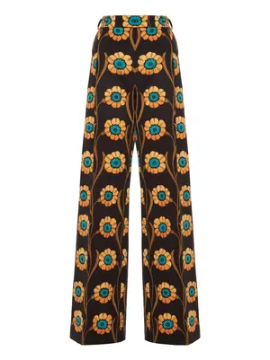 La DoubleJ La Comasca Floral-print Trousers - Brown