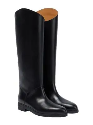 Loro Piana Kilda Leather Knee-high Boots - Black