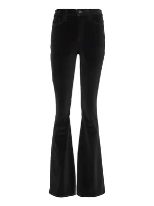 FRAME Le High Flare Velveteen Pants - Black