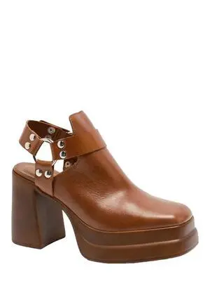 Free People Hybrid Harness Platform Bootie - Chestnut Leather