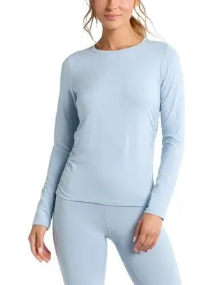 Zella Zella Ruched Long Sleeve T-Shirt Blue Fog