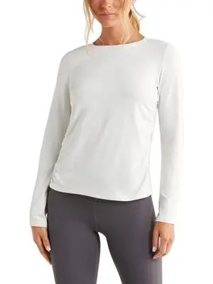 Zella Zella Ruched Long Sleeve T-Shirt Ivory Egret