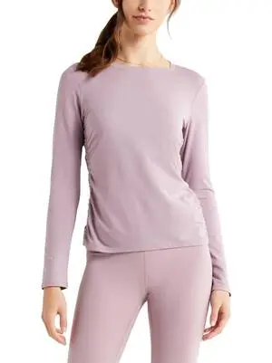 Zella Zella Ruched Long Sleeve T-Shirt Purple Morn