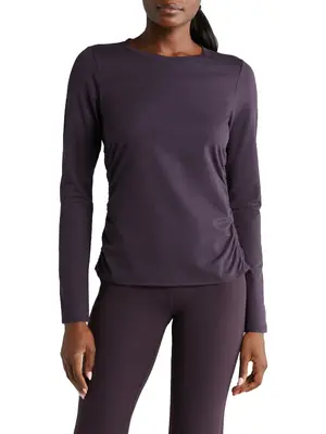 Zella Zella Ruched Long Sleeve T-Shirt Purple Nebula