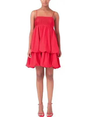 Endless Rose Pintuck Tie Sundress - Red