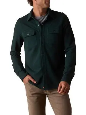 THE NORMAL BRAND Textured Knit Long Sleeve Button-up Shirt - Emerald