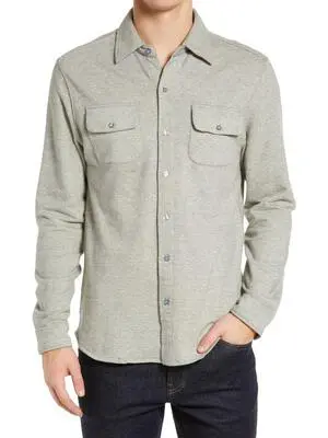THE NORMAL BRAND Textured Knit Long Sleeve Button-up Shirt - Graphite