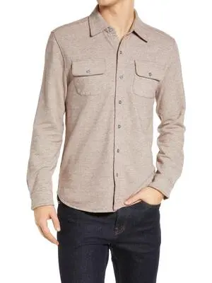 THE NORMAL BRAND Textured Knit Long Sleeve Button-up Shirt - Oxblood