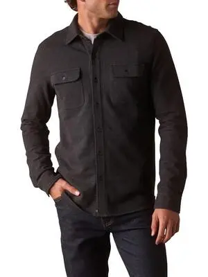 THE NORMAL BRAND Textured Knit Long Sleeve Button-up Shirt - Phantom