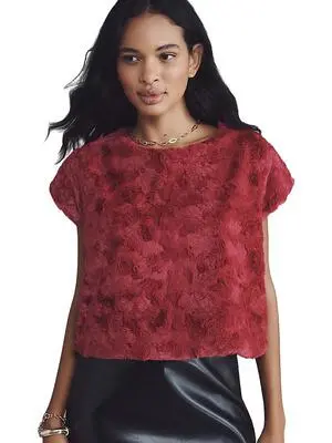 Maeve Faux Fur Tee Barberry