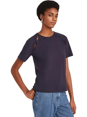 Merlette Solace Organic Cotton Jersey Top - Navy