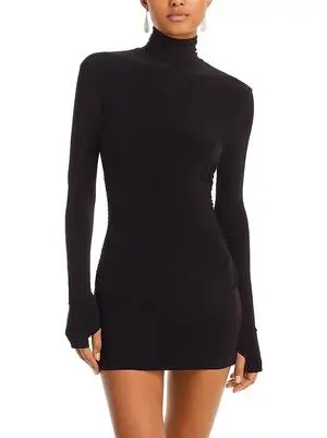 Norma Kamali Pickleball Ruched Mini Dress - Black