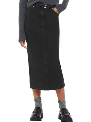 Whistles Denim Midi Skirt - Washed Black