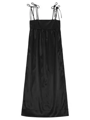 GANNI Double Satin Maxi Dress - Black