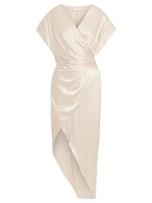 Michelle Mason Wrap-effect Silk-satin Maxi Dress - Platinum