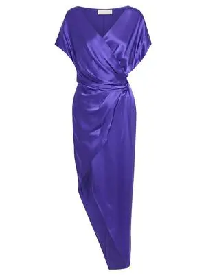 Michelle Mason Wrap-effect Silk-satin Maxi Dress - Purple