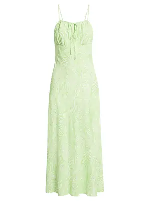 Rixo Maeve Printed Crepe Midi Dress - Mint