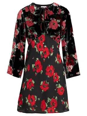 Rixo Malibu Floral-print Mini Dress - Black
