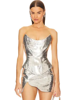 MOTHER OF ALL Nemasis Leather Corset - Silver