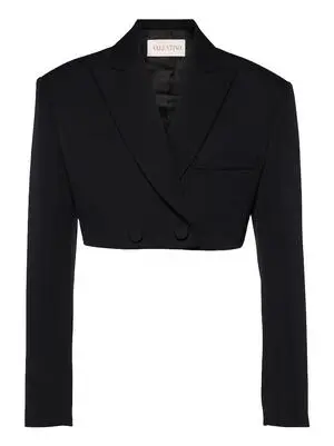 Valentino Garavani Cropped Wool Blazer - Black