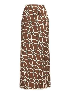Valentino Garavani Chain-print Maxi Skirt - Brown