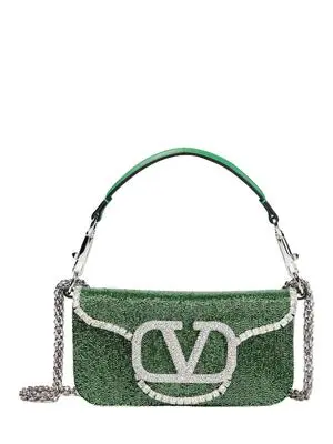 Valentino Garavani Locò Small Beaded Shoulder Bag - Green