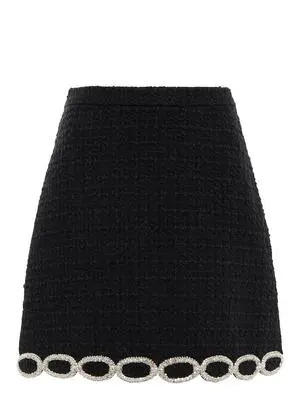 Valentino Garavani Embellished Tweed Miniskirt - Black