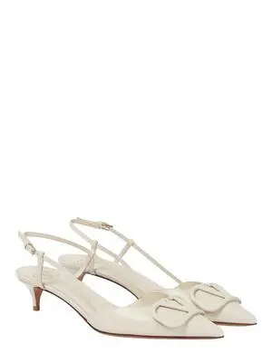 Valentino Garavani Vlogo Leather Slingback Pumps - White