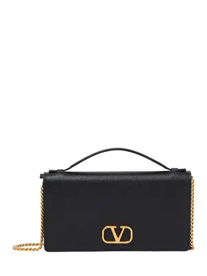 Valentino Garavani V Sling Leather Wallet On Chain - Black